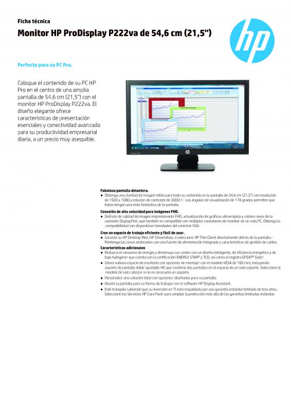 Monitor HP ProDisplay P222va 21.5" - Simple informatica